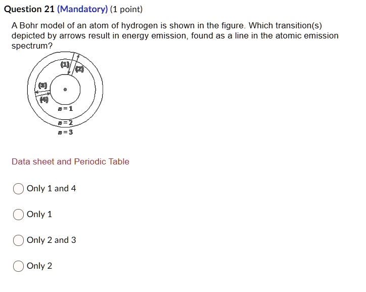 SOLVED: Question 21 (Mandatory) (1 point) A Bohr model of an atom of ... SOLVED: Question 21 (Mandatory) (1 point) A Bohr model of an atom of ...
