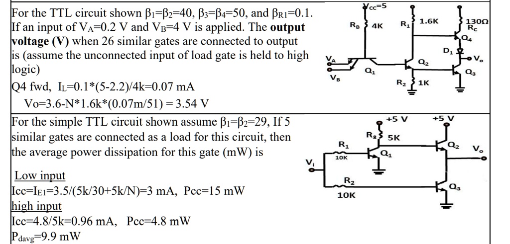 SOLVED: For the TTL circuit shown, Bi = B2 = 40, B3 = 4 = 50, and R1 = 0.1. If an input of Va ...