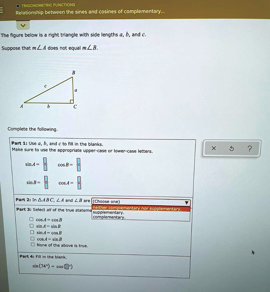 SOLVED: TRIGONOMETRIC FUNCTIONS: Relationship between the sines and ...