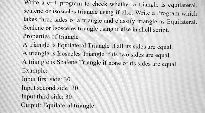 Solved Write A C Program To Check Whether A Triangle Is Equilateral Scalene Or Isosceles