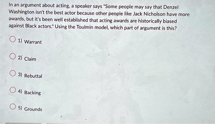 In an argument about acting, a speaker says "Some people may...