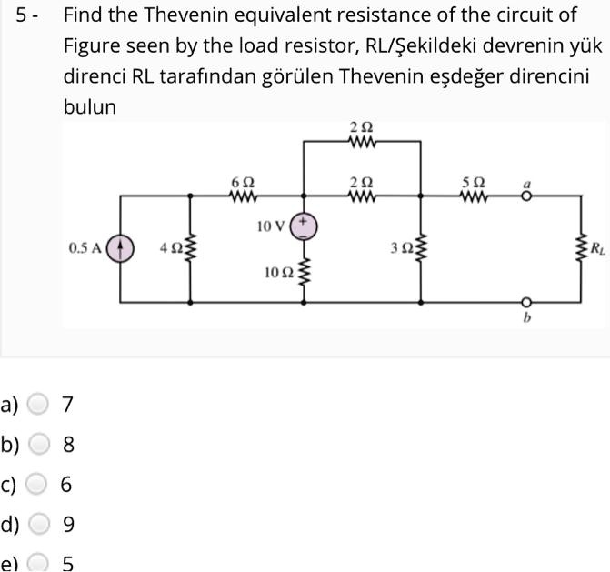 5- Find the Thevenin equivalent resistance of the circuit of Figure seen by the load resistor ...