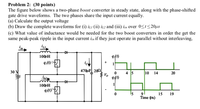 Problem 2: (30 points) The figure below shows a two-phase boost ...
