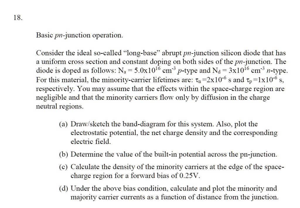 18. Basic pn-junction operation. Consider the ideal...