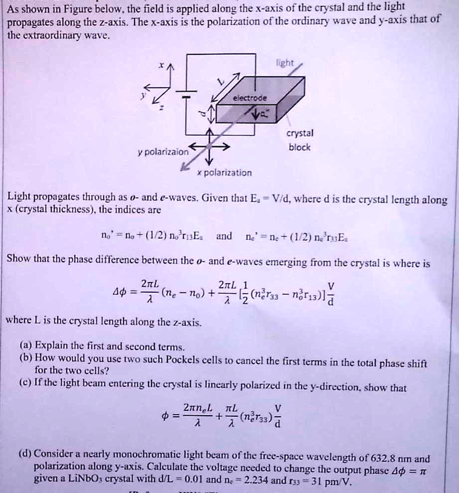 SOLVED: As shown in the figure below, the field is applied along the x ...