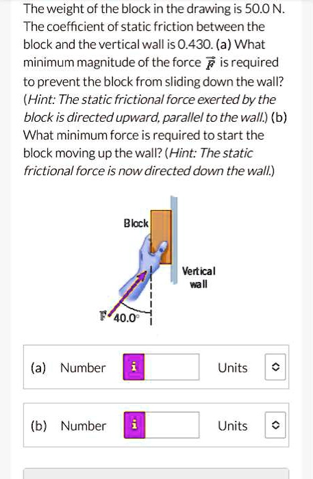 SOLVED: The weight of the block in the drawing is S0.0N: The ...