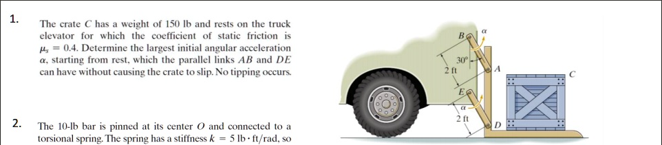 SOLVED: The crate C has a weight of 150 lb and rests on the truck ...