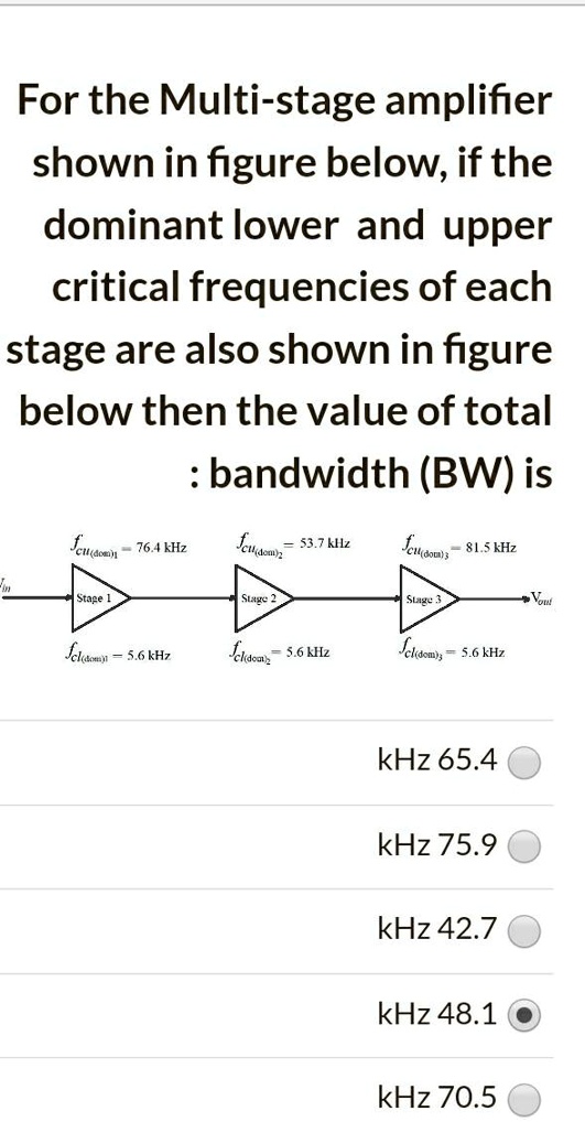 SOLVED: For the Multi-stage amplifier shown in figure below, if the dominant lower and upper ...