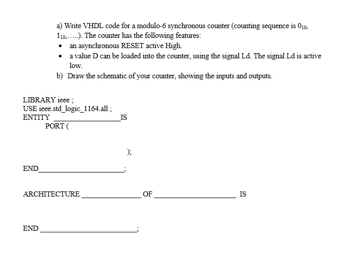 A Write Vhdl Code For Modulo 6 Synchronous Counter Counting Sequence