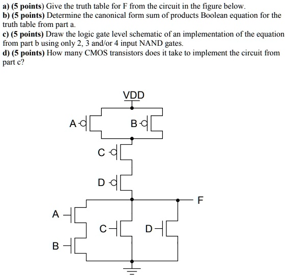 A) (5 points) Give the truth table for F from the circuit in...