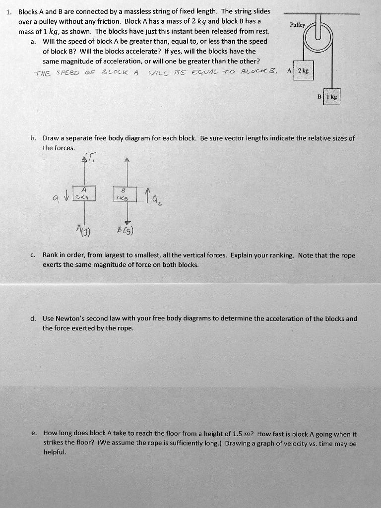 blocks and b are connected bv massless string of fixed length the string slides over pulley ...