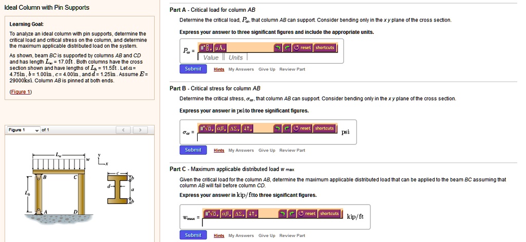 SOLVED: Title: Ideal Column with Pin Supports Part A - Critical load ...