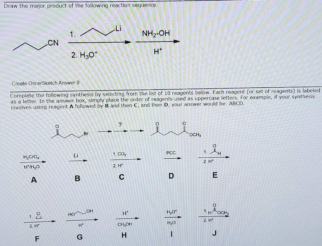 Draw the major product of the following reaction...