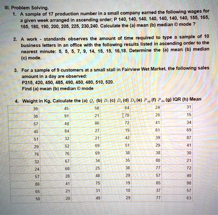 iii problem solving a sample of 17 production number in a small company ...