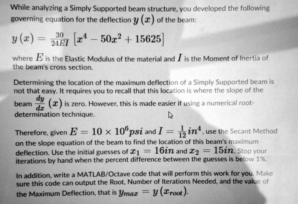 Solved While Analyzing A Simply Supported Beam Structure You Developed The Following Governing