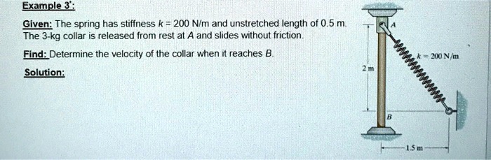 SOLVED: Example3': GivenThe spring has stiffness k=200 N/m and unstretched length of 0.5 m The 3 ...