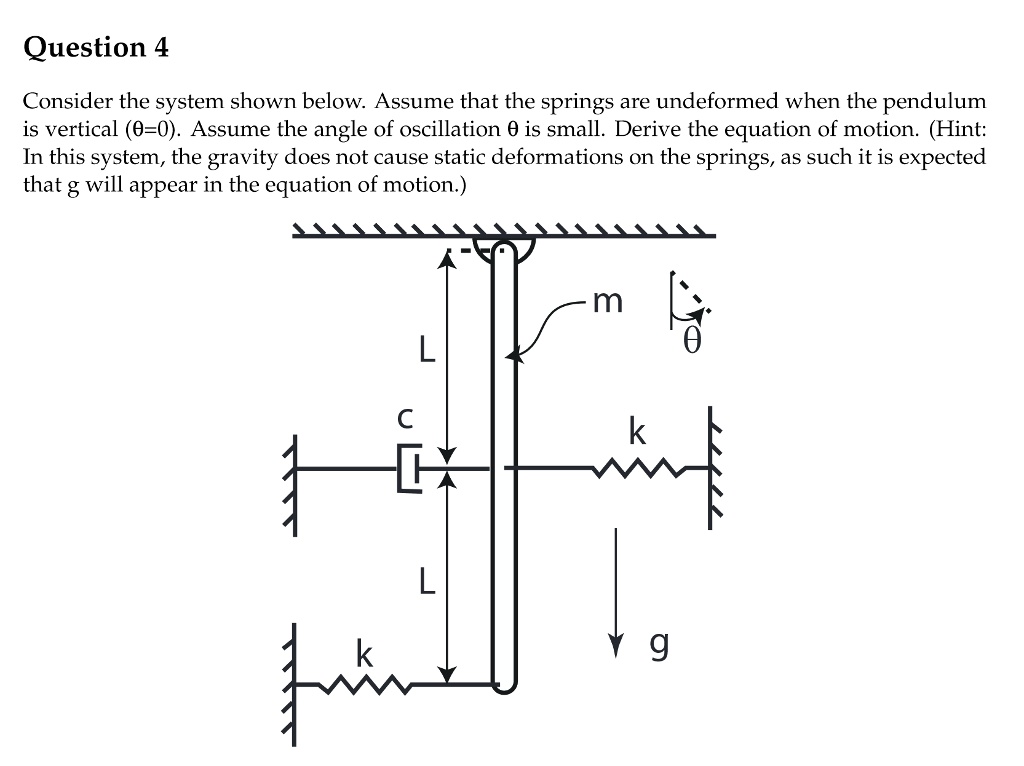 Question 4 Consider the system shown below. Assume that the springs are undeformed when the ...
