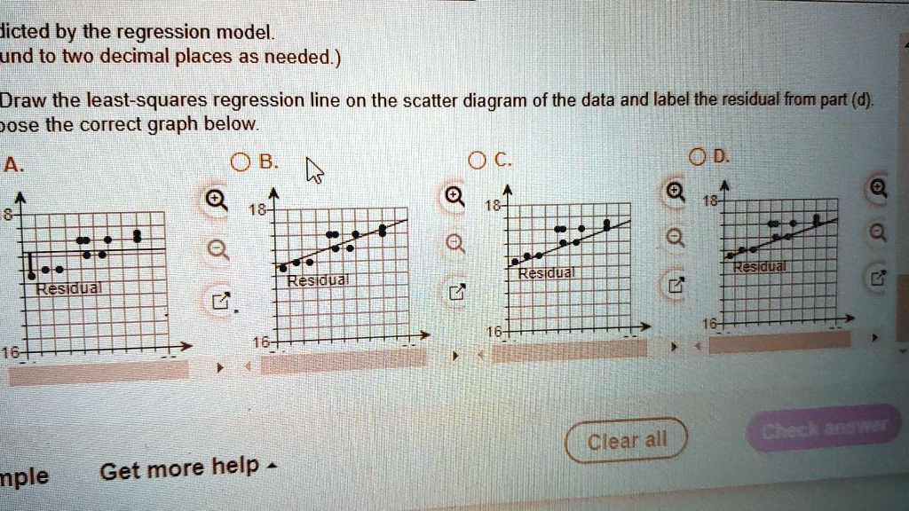 SOLVED: Listed by the regression model and to two decimal places as needed. Draw the least ...