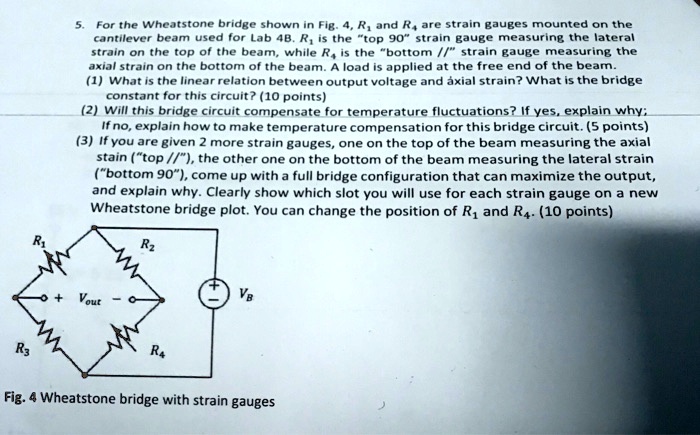 5. For the Wheatstone bridge shown in Fig. 4, R1 and R4 are strain ...