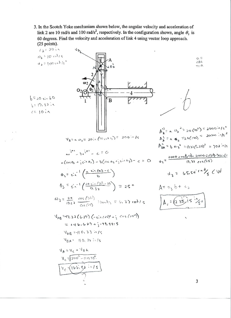 SOLVED: In the Scotch Yoke mechanism shown below, the angular velocity and acceleration of link ...