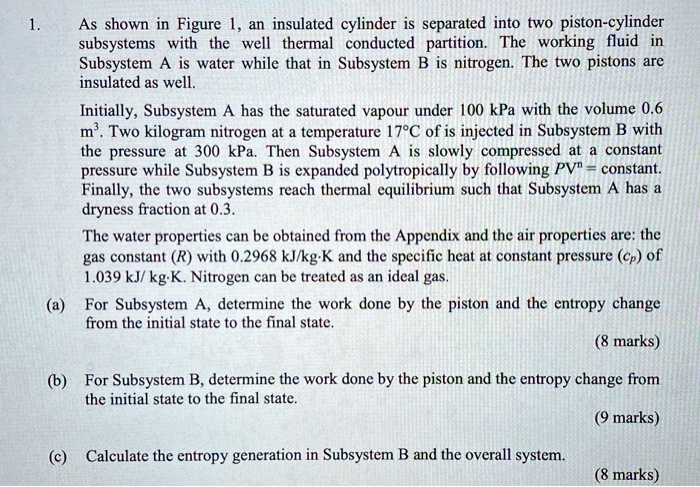 SOLVED: As shown in Figure 1, an insulated cylinder is separated into two piston-cylinder ...