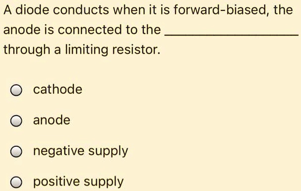SOLVED: A diode conducts when it is forward-biased, the anode is ...