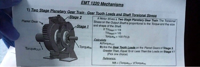 [GET ANSWER] EMT 1220 Mechanisms 1) Two Stage Planetary Gear Train ...