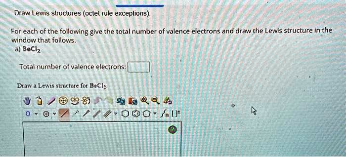 SOLVED: Draw Lewis structures (octet rule exceptions). For each of the following, give the total ...