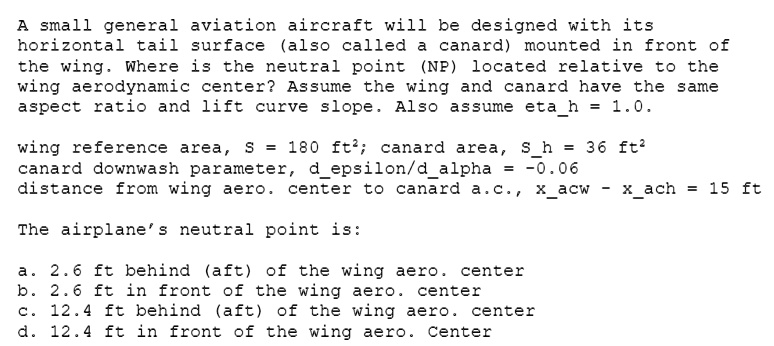 SOLVED: A small general aviation aircraft will be designed with its ...