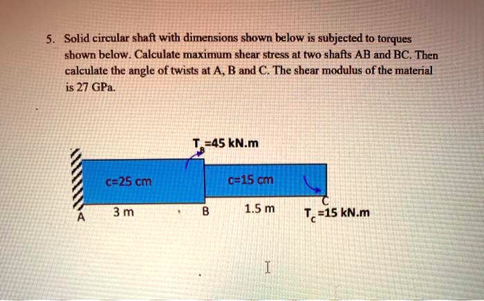 SOLVED: 5. A solid circular shaft with dimensions shown below is ...