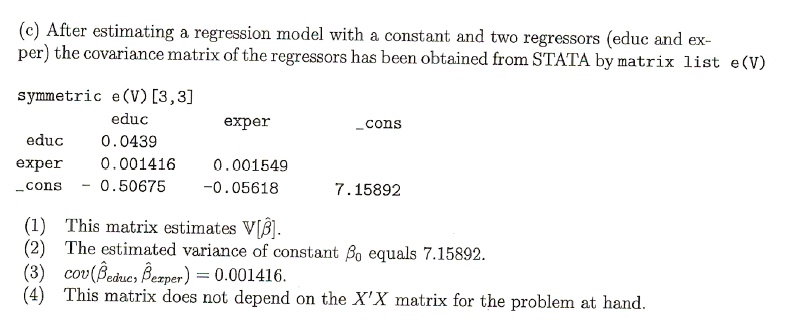 SOLVED: After estimating a regression model with a constant and two regressors (educ and exper ...