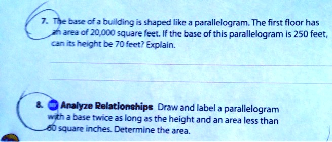 Solved The Base Of A Building Is Shaped Like A Parallelogram The