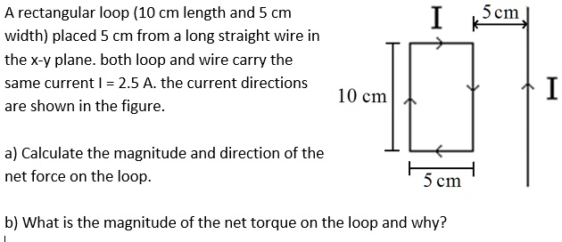 a rectangular loop 10 cm length and 5 cm width placed 5 cm from long ...