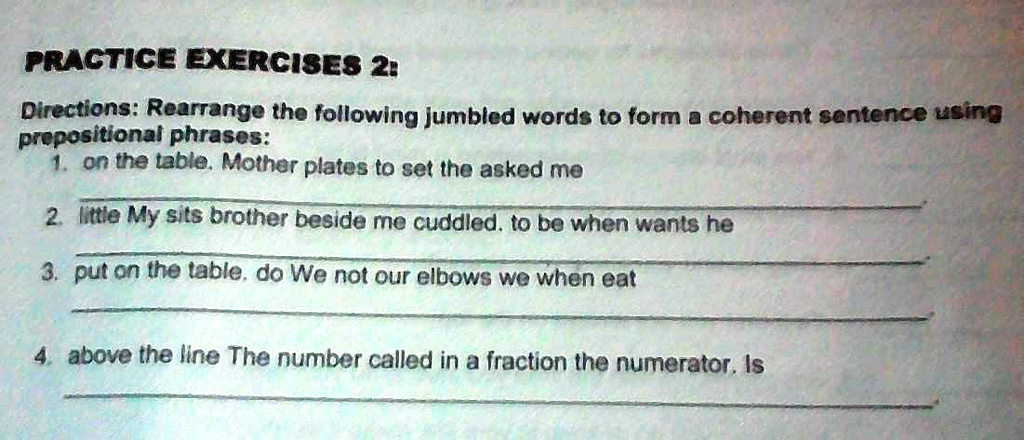 SOLVED: Rearrange the following jumbled words to form a coherent ...