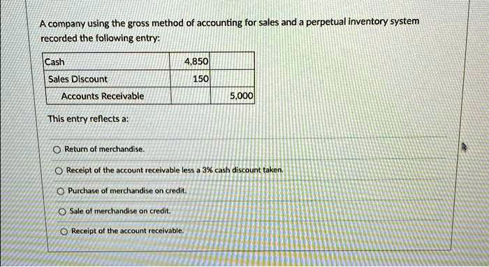 SOLVED: A company using the gross method of accounting for sales and a ...