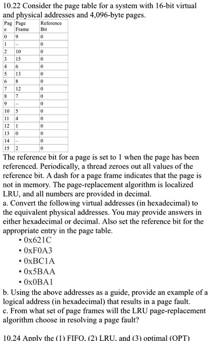 SOLVED: 10.22 Consider the page table for a system with 16-bit virtual ...