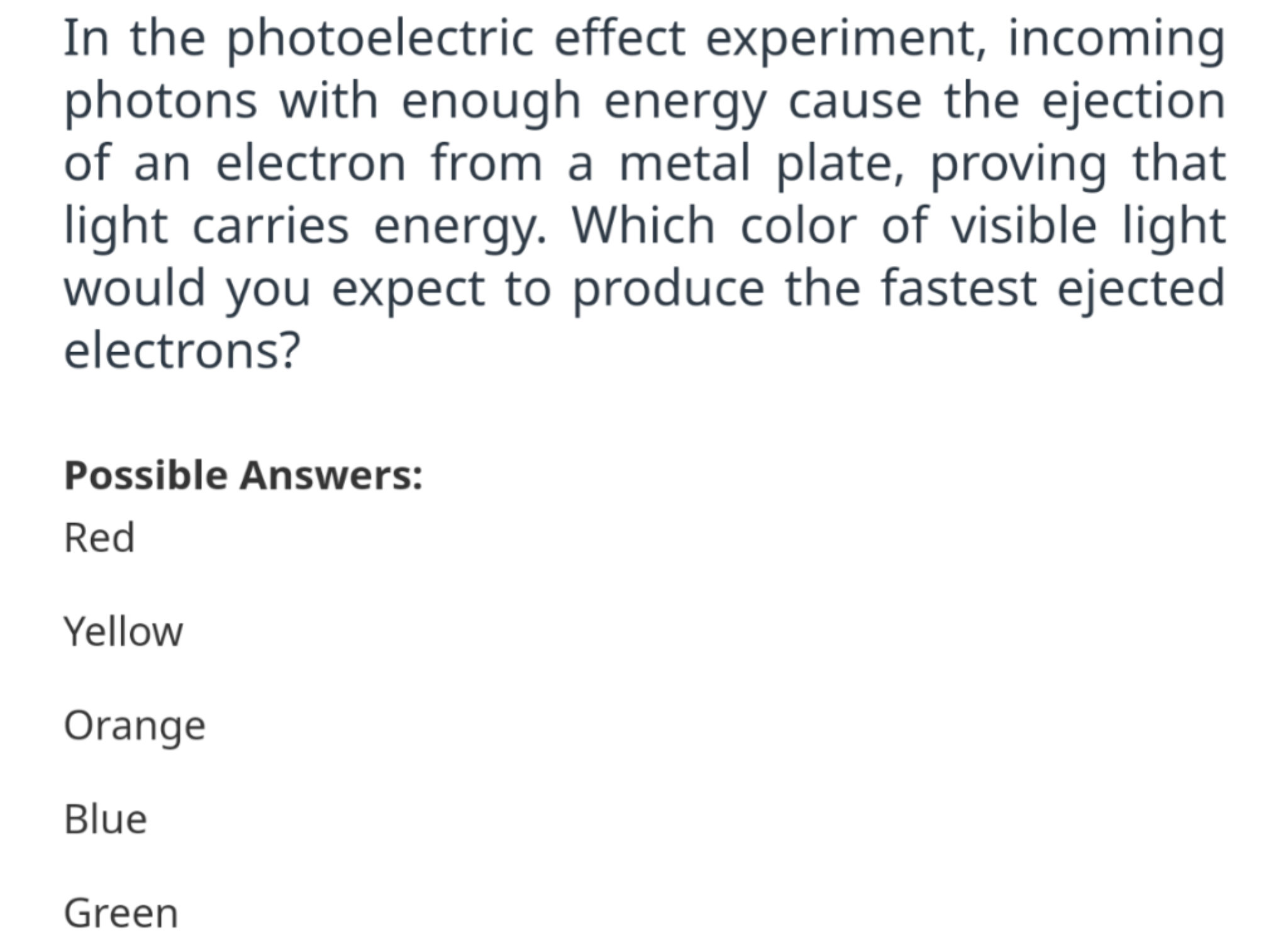 SOLVED: In the photoelectric effect experiment, incoming photons with ...