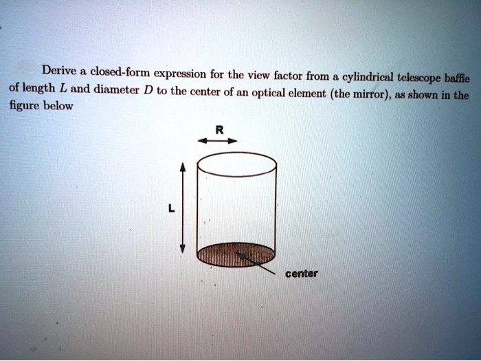 SOLVED: Derive a closed-form expression for the view factor from ...