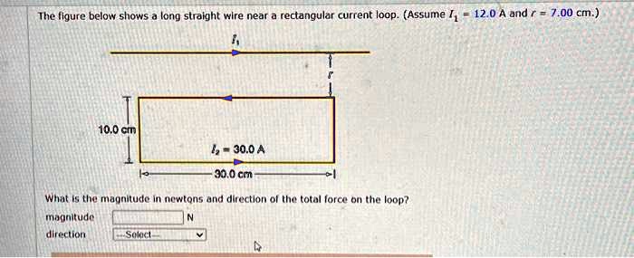 The figure below shows a long straight wire near a rectangular current ...