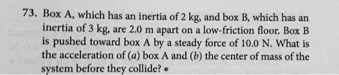 73. Box A, which has an inertia of 2 kg, and box B, which has an ...