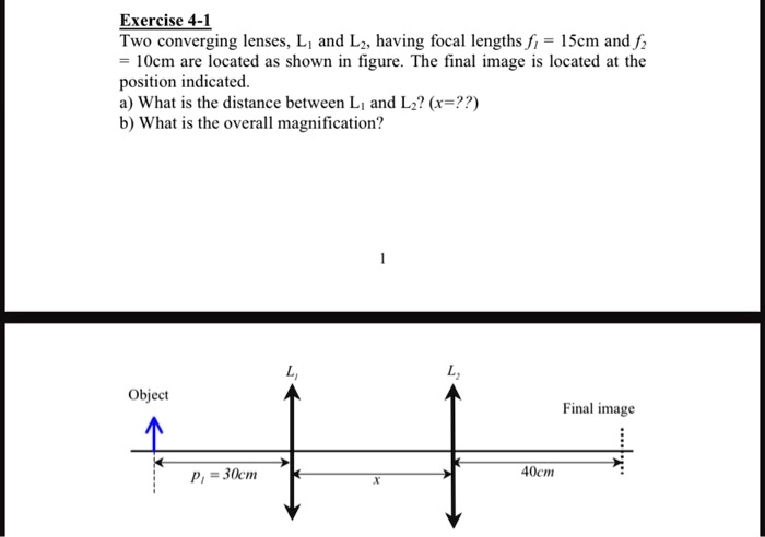 SOLVED: Exercise +-4 Two converging lenses Li and Lz, having focal ...