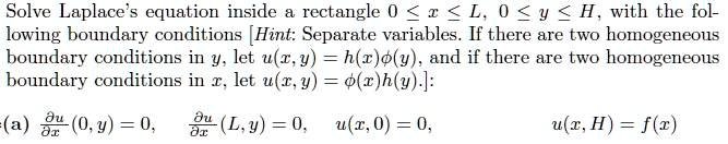 SOLVED:Solve Laplace's equation inside & rectangle 0