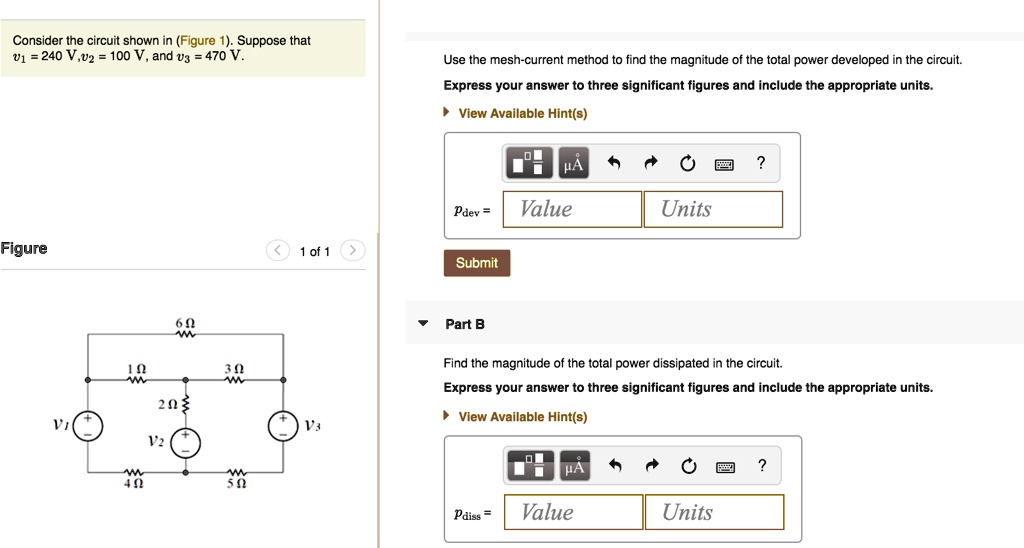 SOLVED: Consider the circuit shown in Figure 1. Suppose that V1 = 240V, V2 = 100V, and V3 = 470V ...