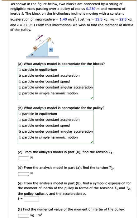 SOLVED: Shown in the figure below are blocks connected by a string of negligible mass passing ...