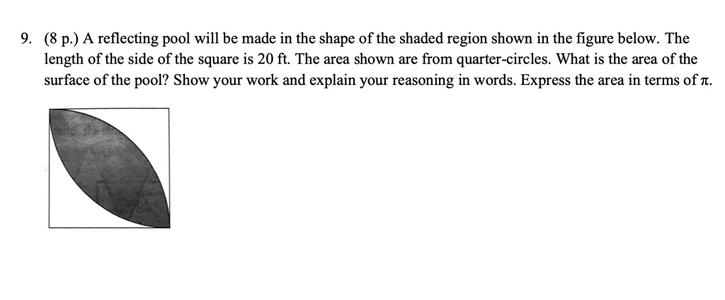 8 p a reflecting pool will be made in the shape of the shaded region ...
