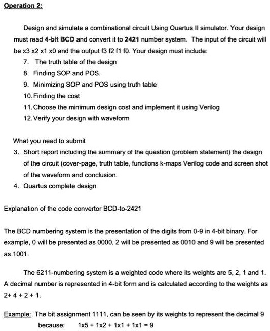 Solved Operation 2 Design And Simulate A Combinational Circuit Using Quartus Ii Simulator