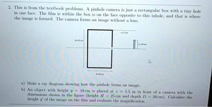 SOLVED: This is from the textbook problems. Pinhole: a camera just ...