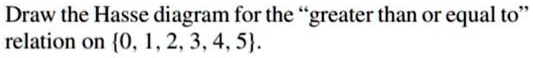 SOLVED: Draw the Hasse diagram for the "greater than or equal to ...