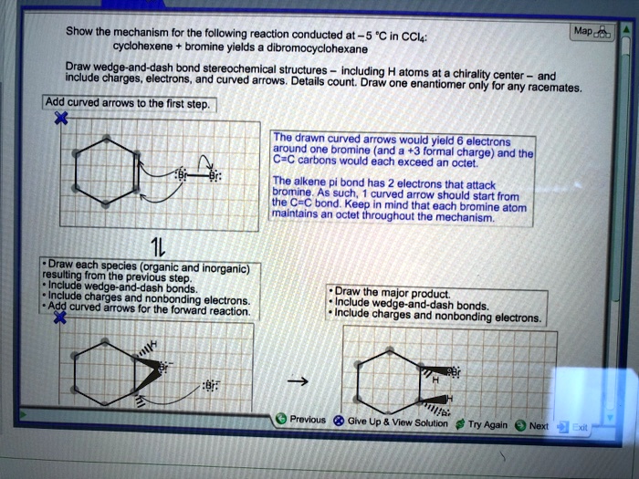 SOLVED: Show the mechanism for the following reaction conducted at 5 'C in CCL: cyclohexene ...