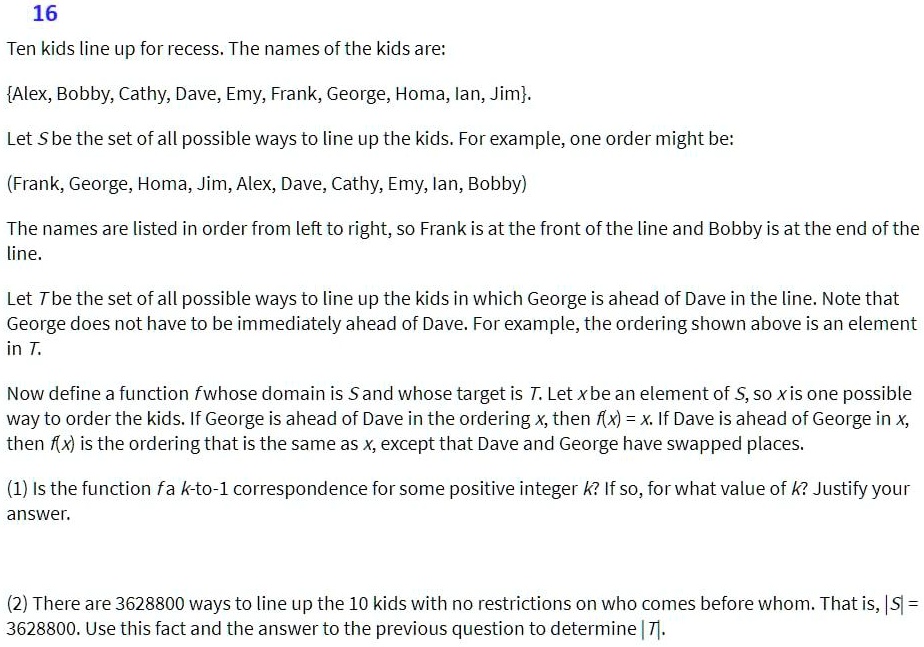 16 ten kids line up for recess the names of the kids are alex bobby ...